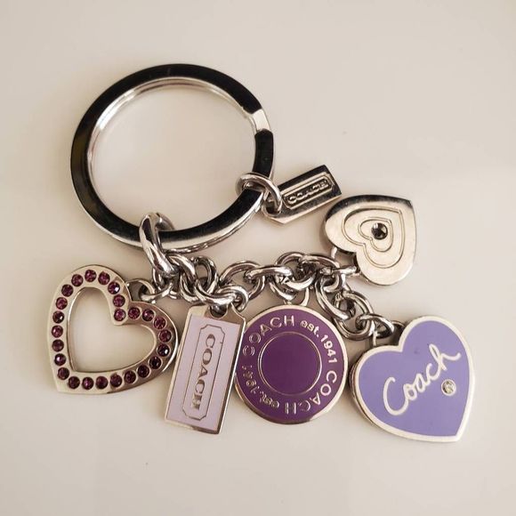 Coach | Accessories | Coachpurple Hearts Key Chain Fob Purse Charm ...